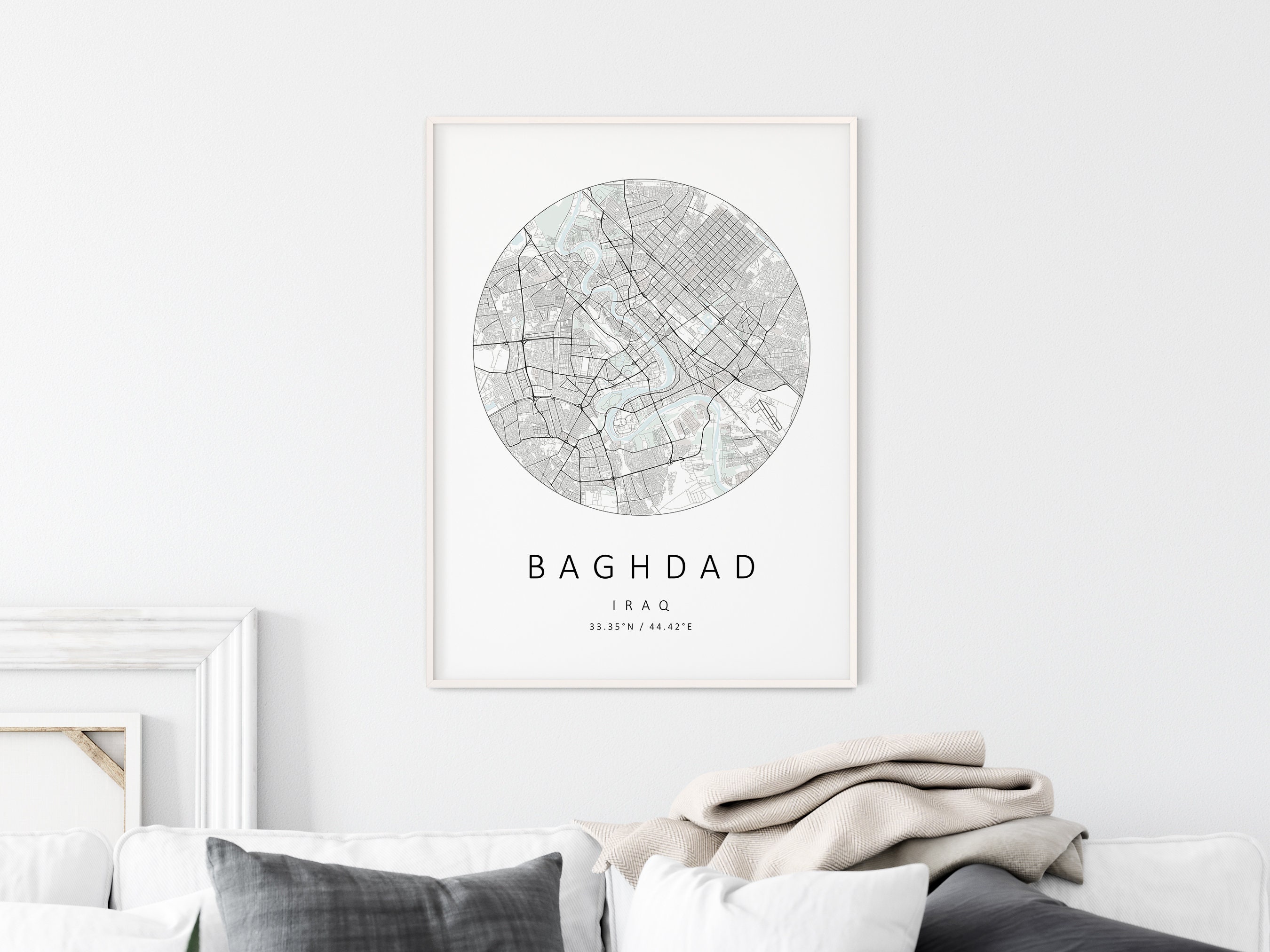 Bagdad Mapa Impreso / Mapa de Bagdad / Bagdad Arte del mapa de - Etsy ...