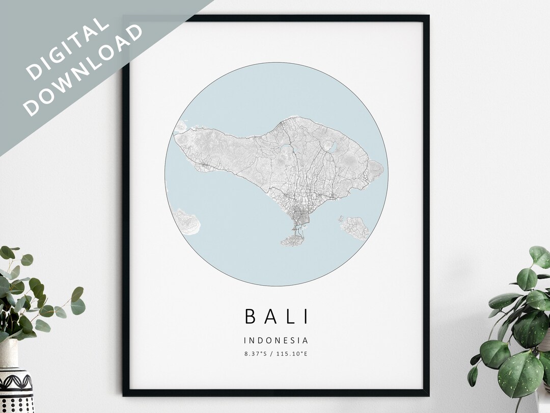 Bali Map Print Map of Bali Bali Indonesia City Map Art Bali Poster Bali ...
