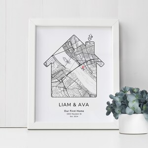 Personalized New Home Map Gift Print for Couples | Our First House Map ...
