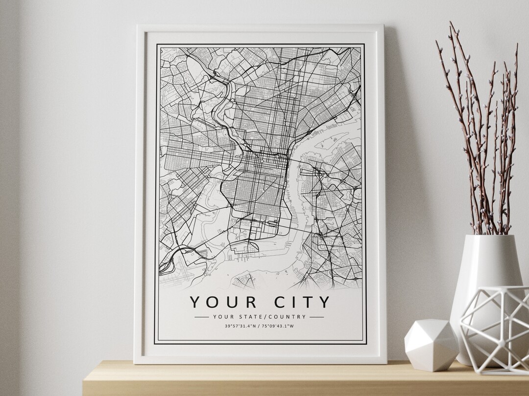 Custom Map Location Map Personalized Gifts Any City Map - Etsy