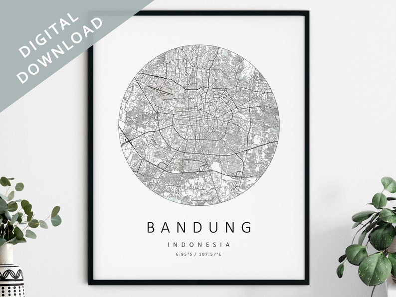 Bandung Map Print Map of Bandung Bandung Indonesia City - Etsy