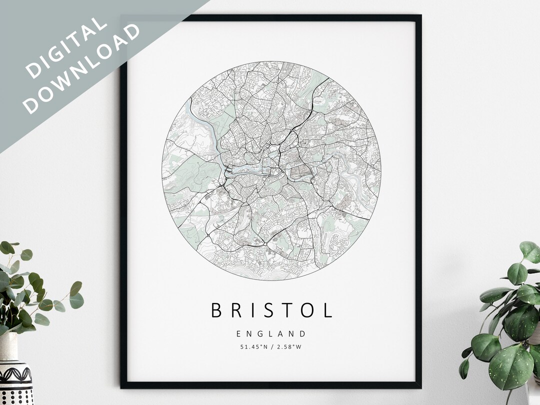 Bristol Map Print | Map of Bristol | Bristol England City Map Art ...