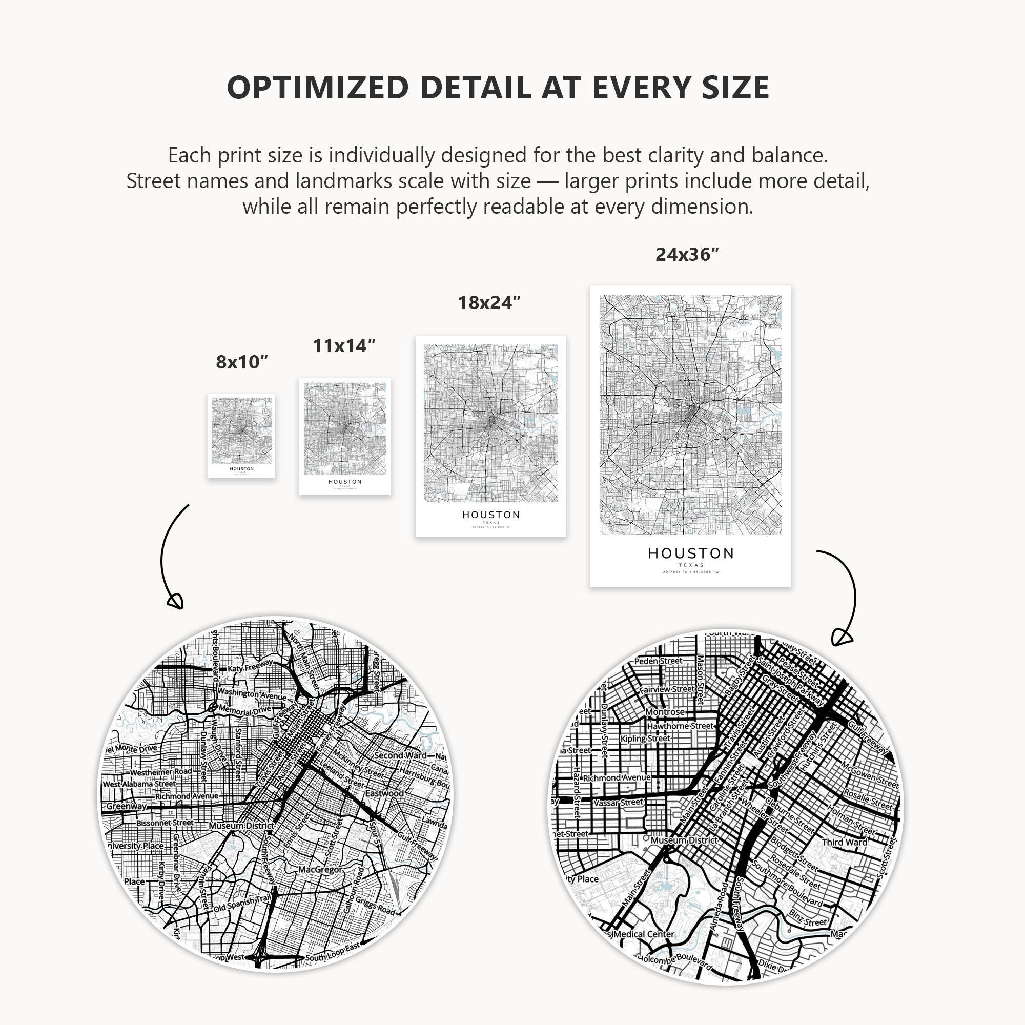 Houston, Texas Map Printable – Digital Download City Map Wall Art ...