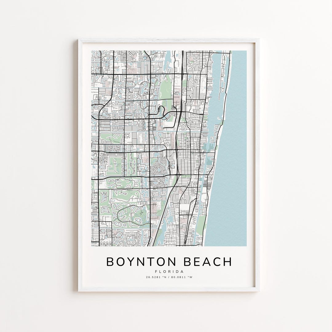 Boynton Beach Florida Map Print – Detailed Street Map Wall Art, Modern ...