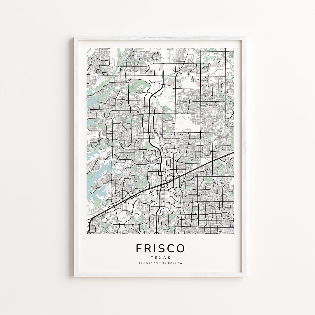 Frisco Texas Map Print – Detailed Street Map Wall Art, Modern City Map ...