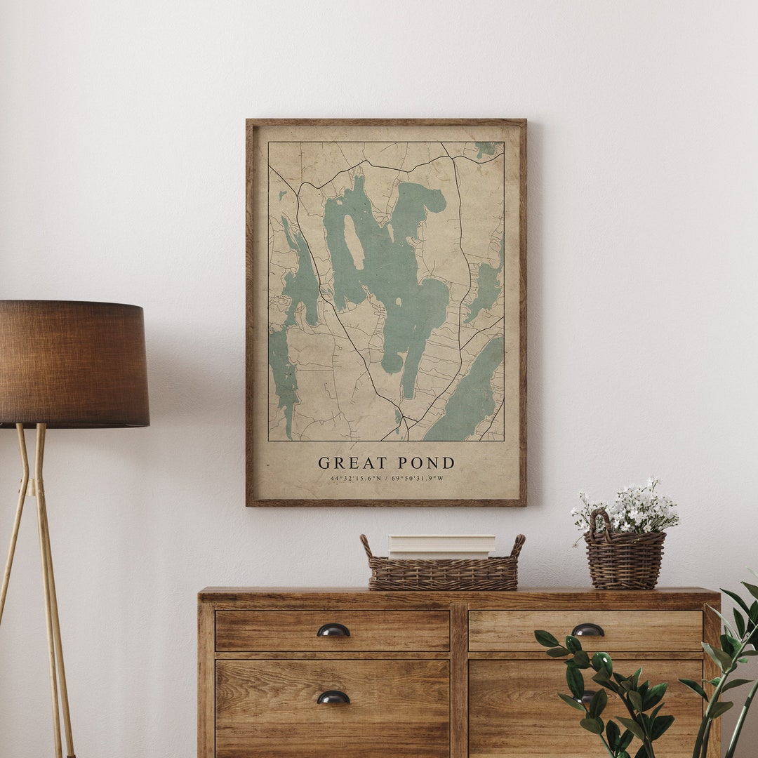 Custom Vintage Style Lake Map Print Digital Download | Lake House Art ...