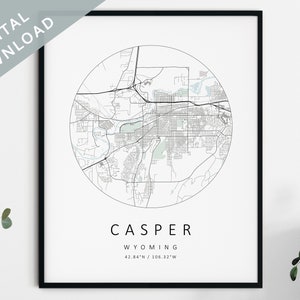 Casper Map Print Map of Casper Casper Wyoming City Map Art - Etsy