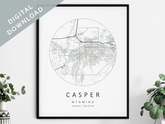 Casper Map Print Map of Casper Casper Wyoming City Map Art - Etsy UK