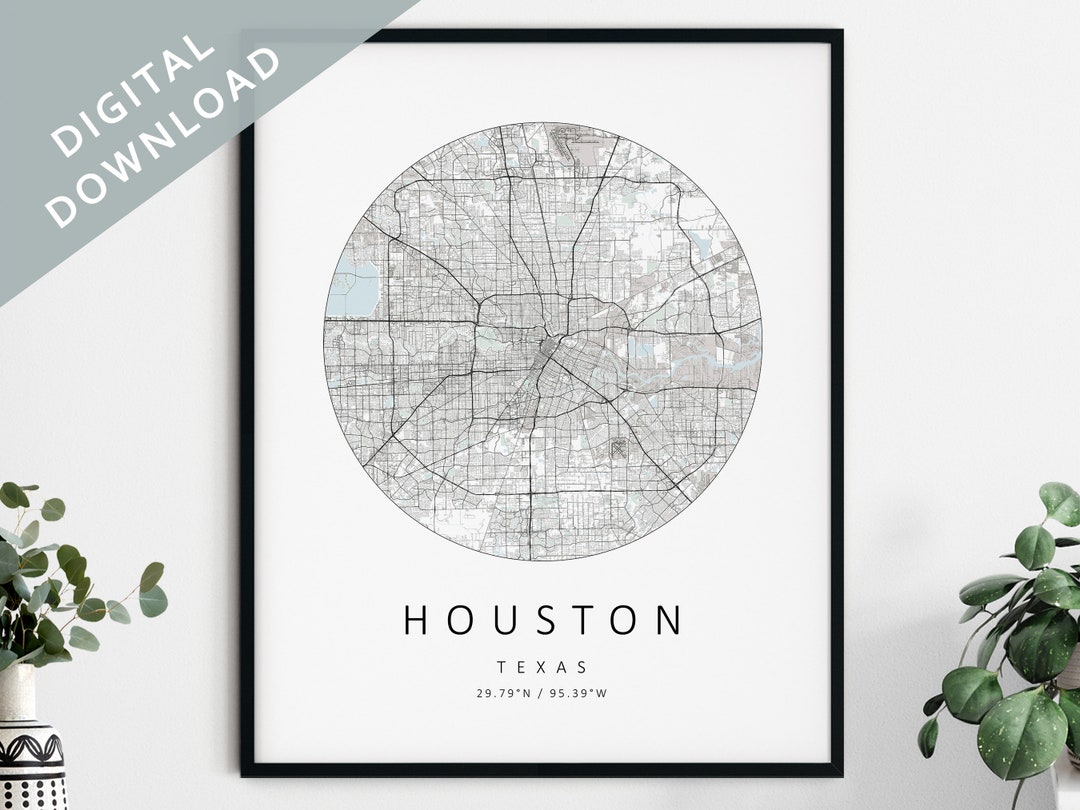 Houston Map Print | Map of Houston | Houston Texas City Map Art ...