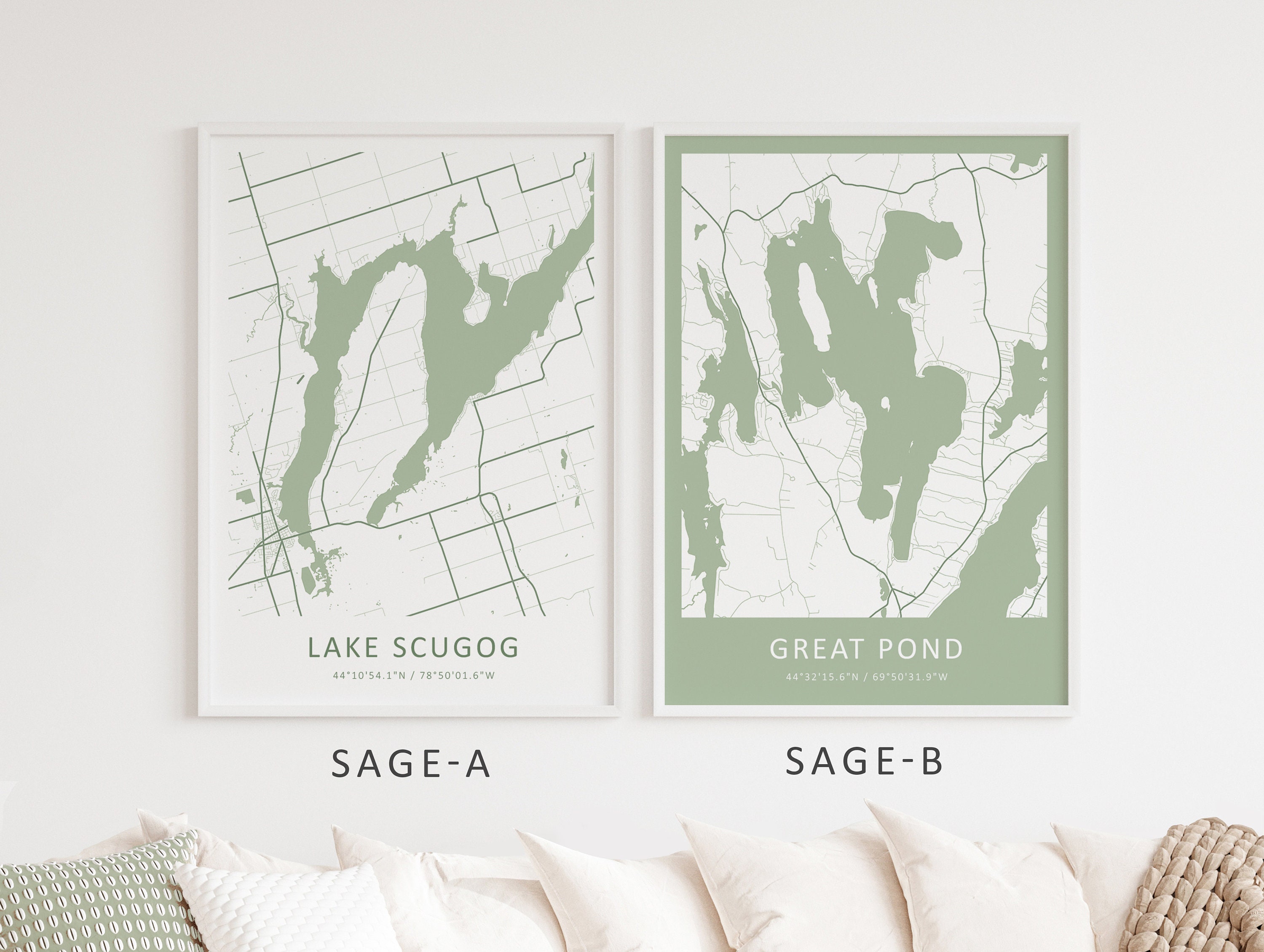 Custom Vintage Style Lake Map Print Digital Download | Lake House Art ...