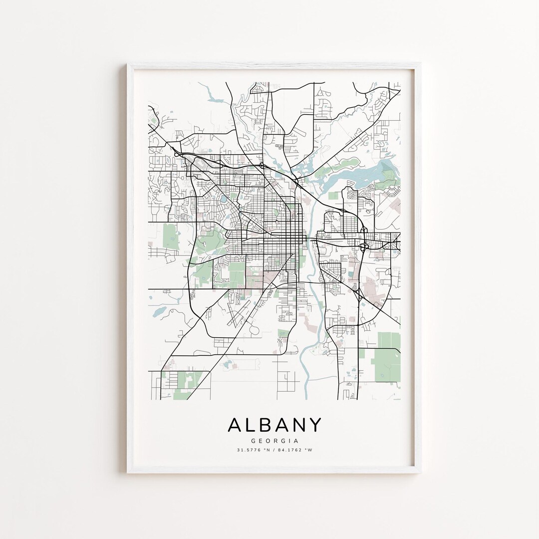 Albany Georgia Map Print – Detailed Street Map Wall Art, Modern City ...