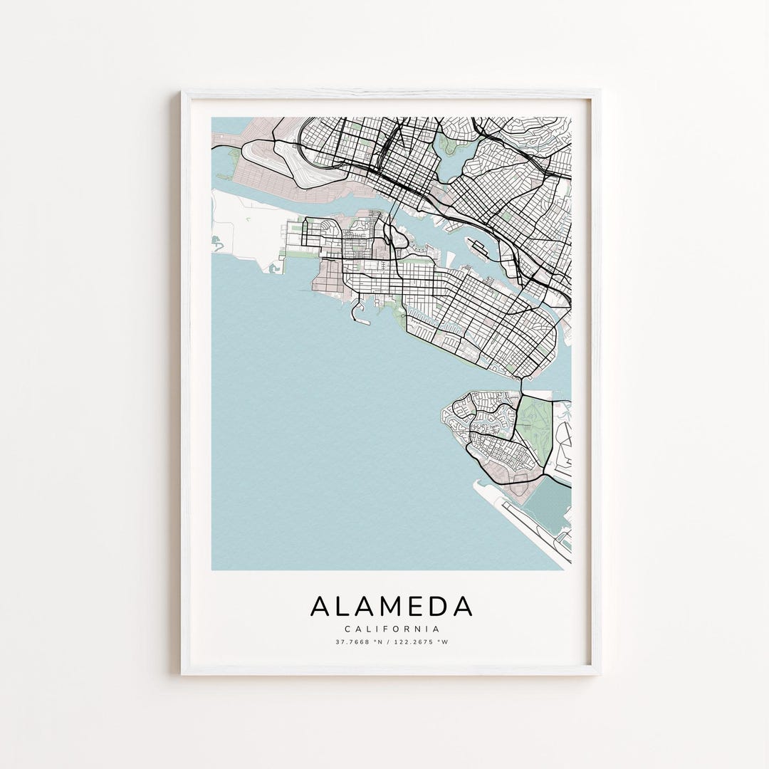 Alameda California Map Print – Detailed Street Map Wall Art, Modern ...