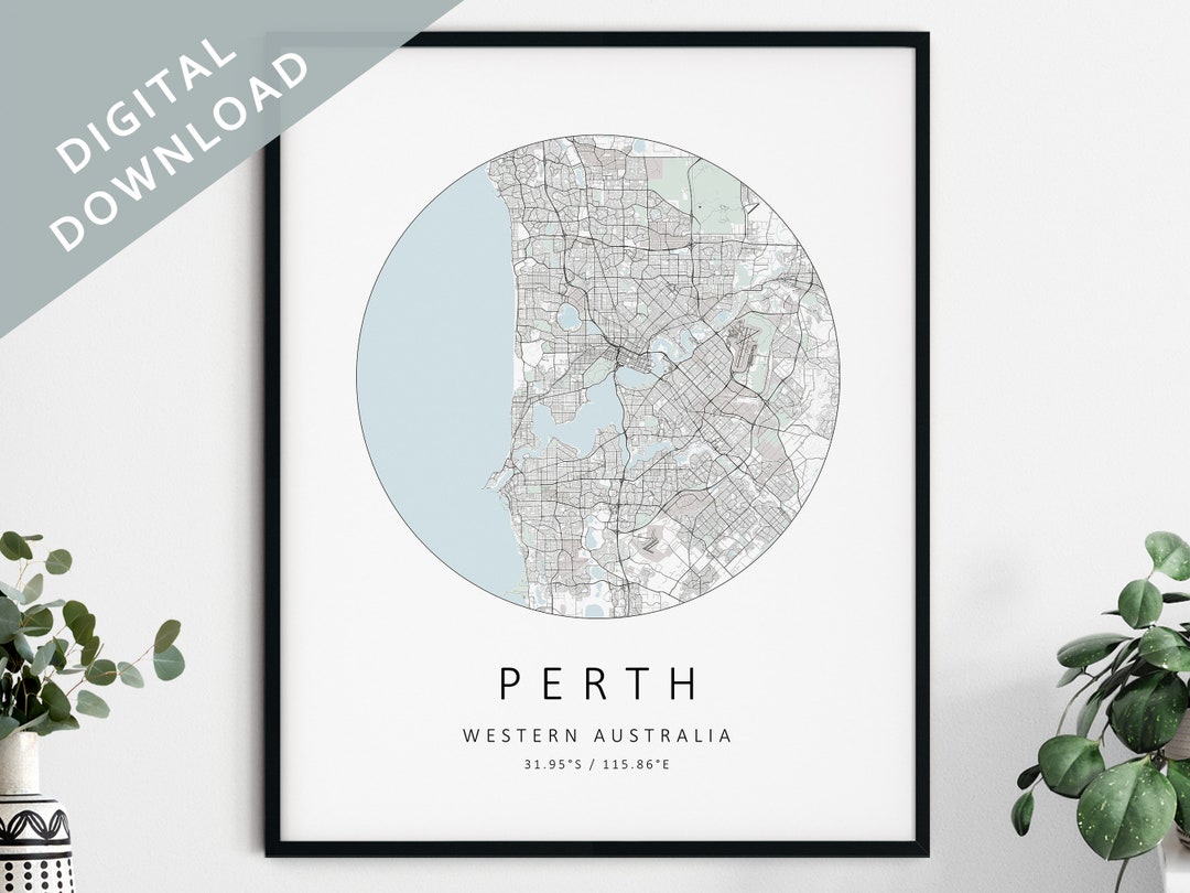 Perth Map Print Map of Perth Perth Western Australia City Map Art Perth ...