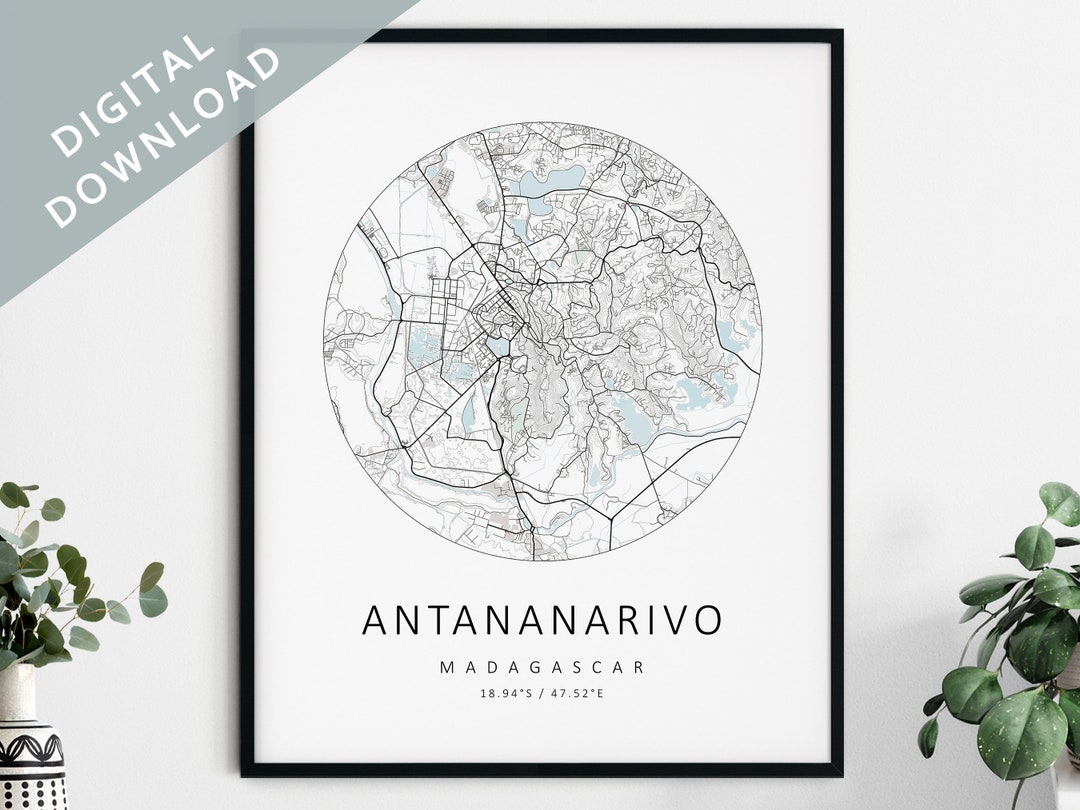 Antananarivo Map Print | Map of Antananarivo | Antananarivo Madagascar ...