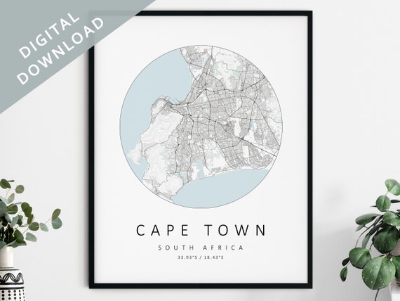 Cape Town Map Print Map of Cape Town Cape Town South - Etsy