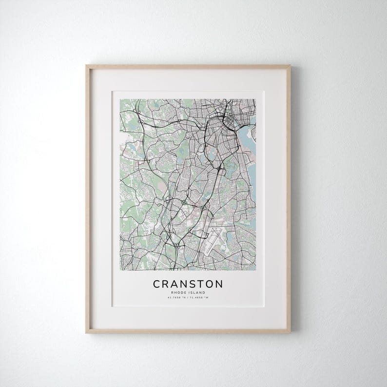 Cranston Rhode Island Map Print – Detailed Street Map Wall Art, Modern ...