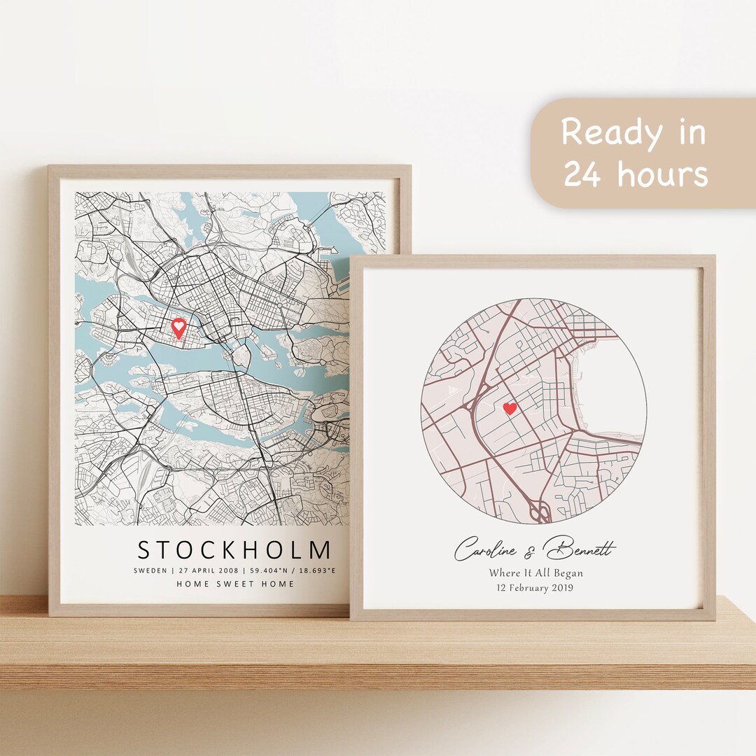 Custom Map | Our First Home Map | City Map Print | Anniversary Gift ...