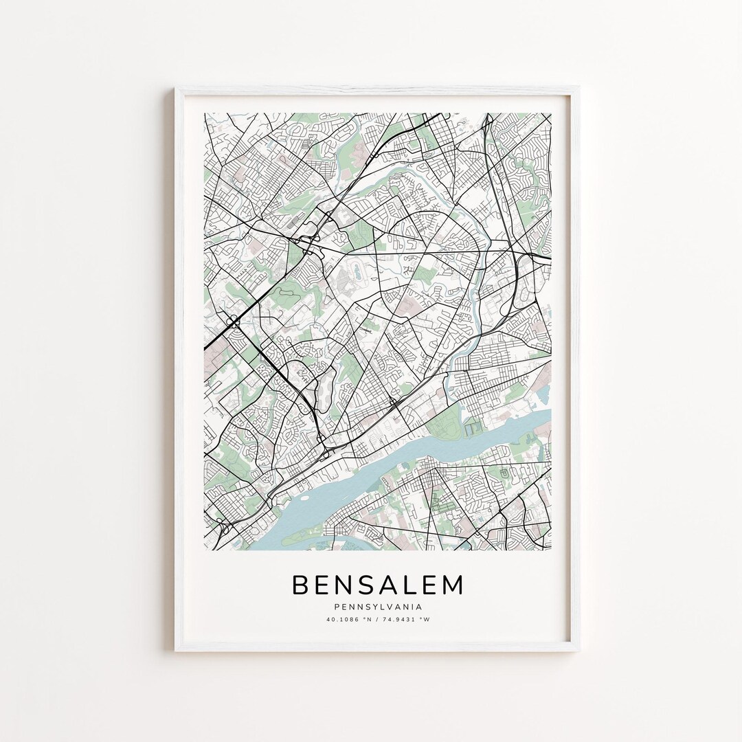 Bensalem Pennsylvania Map Print – Detailed Street Map Wall Art, Modern ...