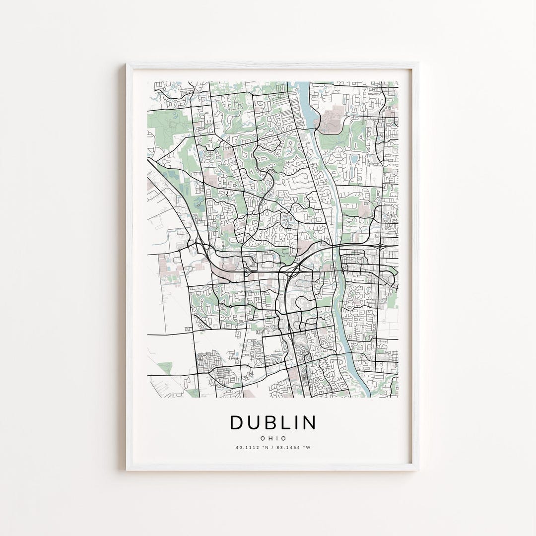 Dublin Ohio Map Print – Detailed Street Map Wall Art, Modern City Map ...