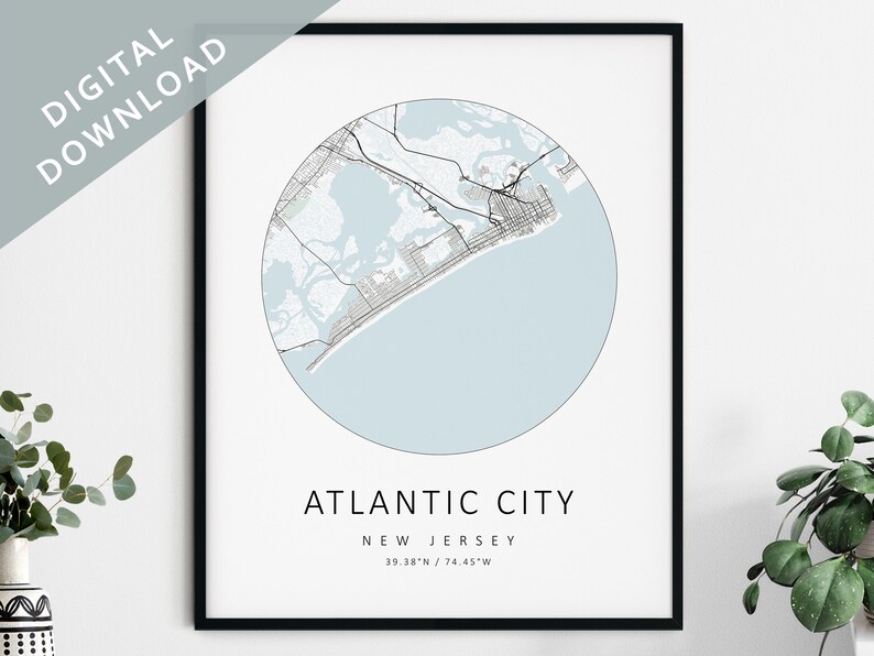 Atlantic City Map Print Map of Atlantic City Atlantic City - Etsy