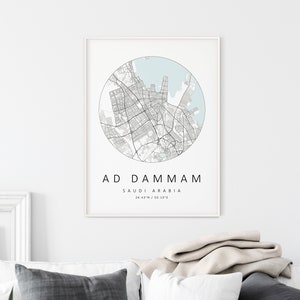 Ad Dammām Map Print | Map of Ad Dammām | Ad Dammām Saudi Arabia City ...