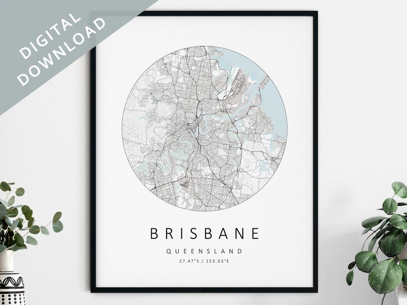 Brisbane Map Print Map of Brisbane Brisbane Queensland - Etsy