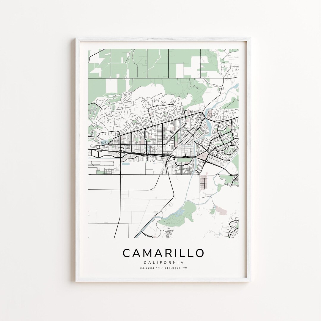 Camarillo California Map Print – Detailed Street Map Wall Art, Modern ...