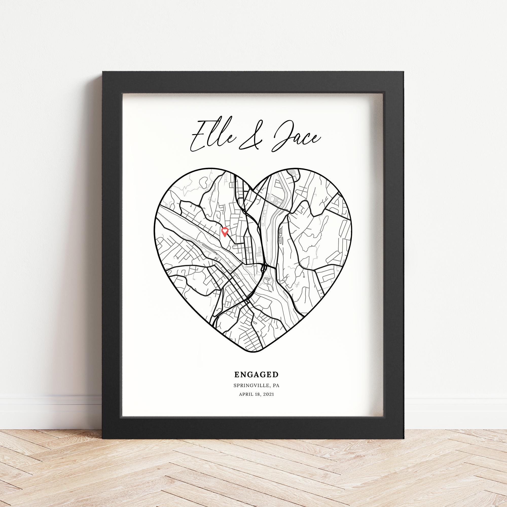 Date Night Map Gift | Where We Met Map | Valentine's Day Gift for ...