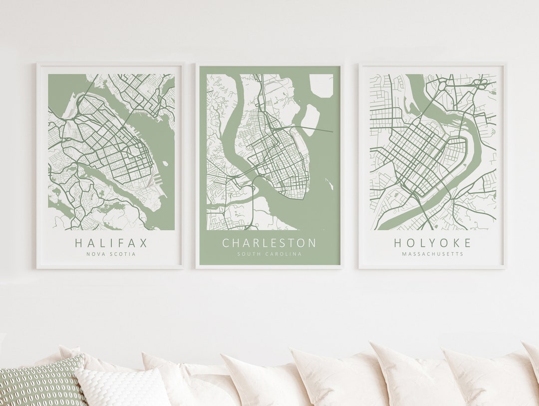 Custom Set of 3 Map Prints | Set of Three Prints Simple | Any Three ...