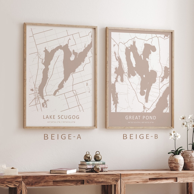 Custom Vintage Style Lake Map Print Digital Download | Lake House Art ...