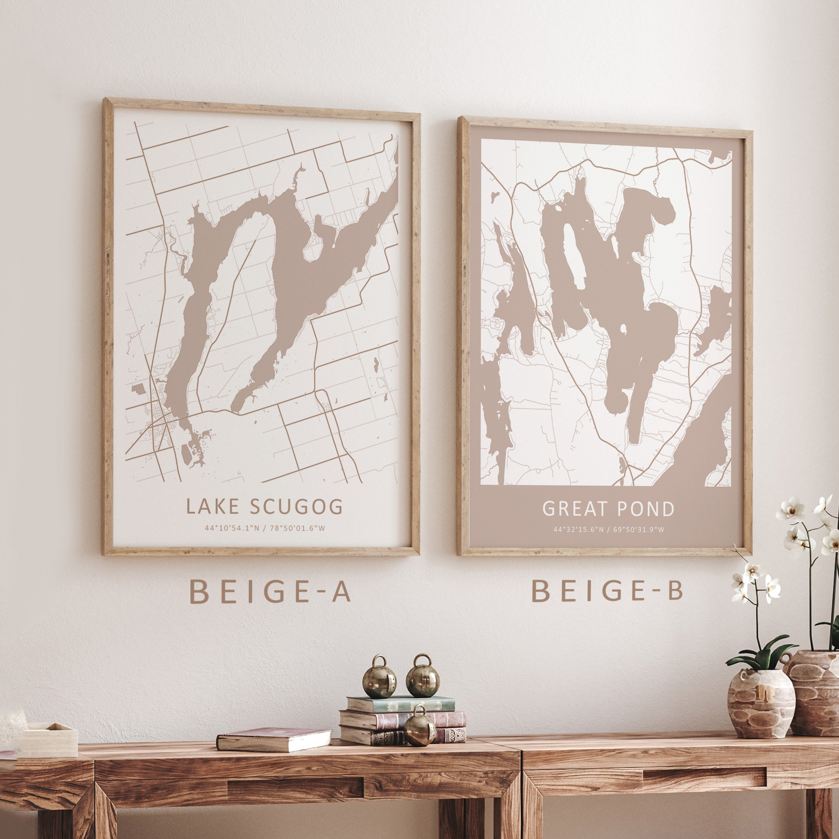 Custom Vintage Style Lake Map Print Digital Download | Lake House Art ...