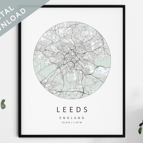 Leeds Print Leeds Poster Leeds Wall Art Print England - Etsy