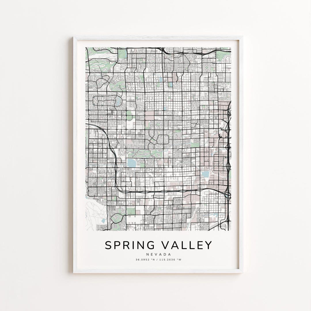 Spring Valley Nevada Map Print – Detailed Street Map Wall Art, Modern ...