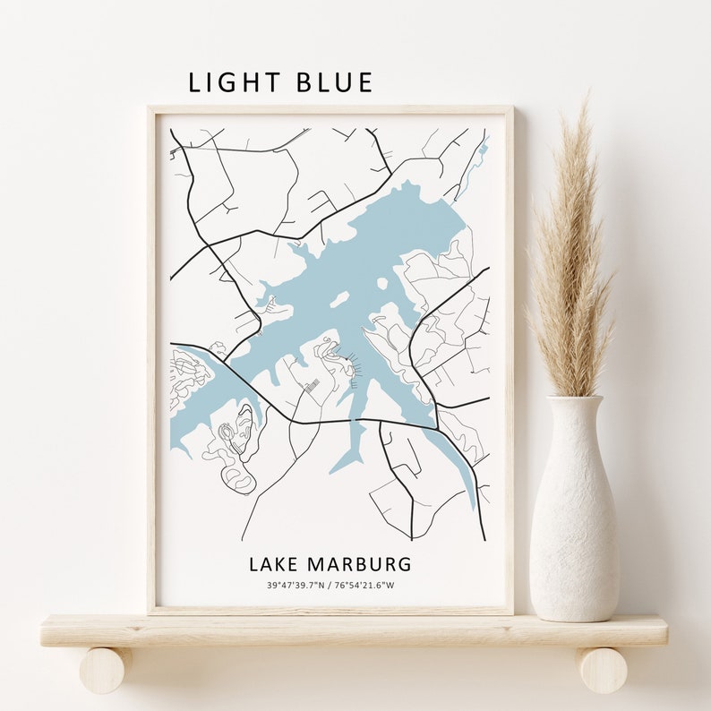Custom Vintage Style Lake Map Print Digital Download | Lake House Art ...