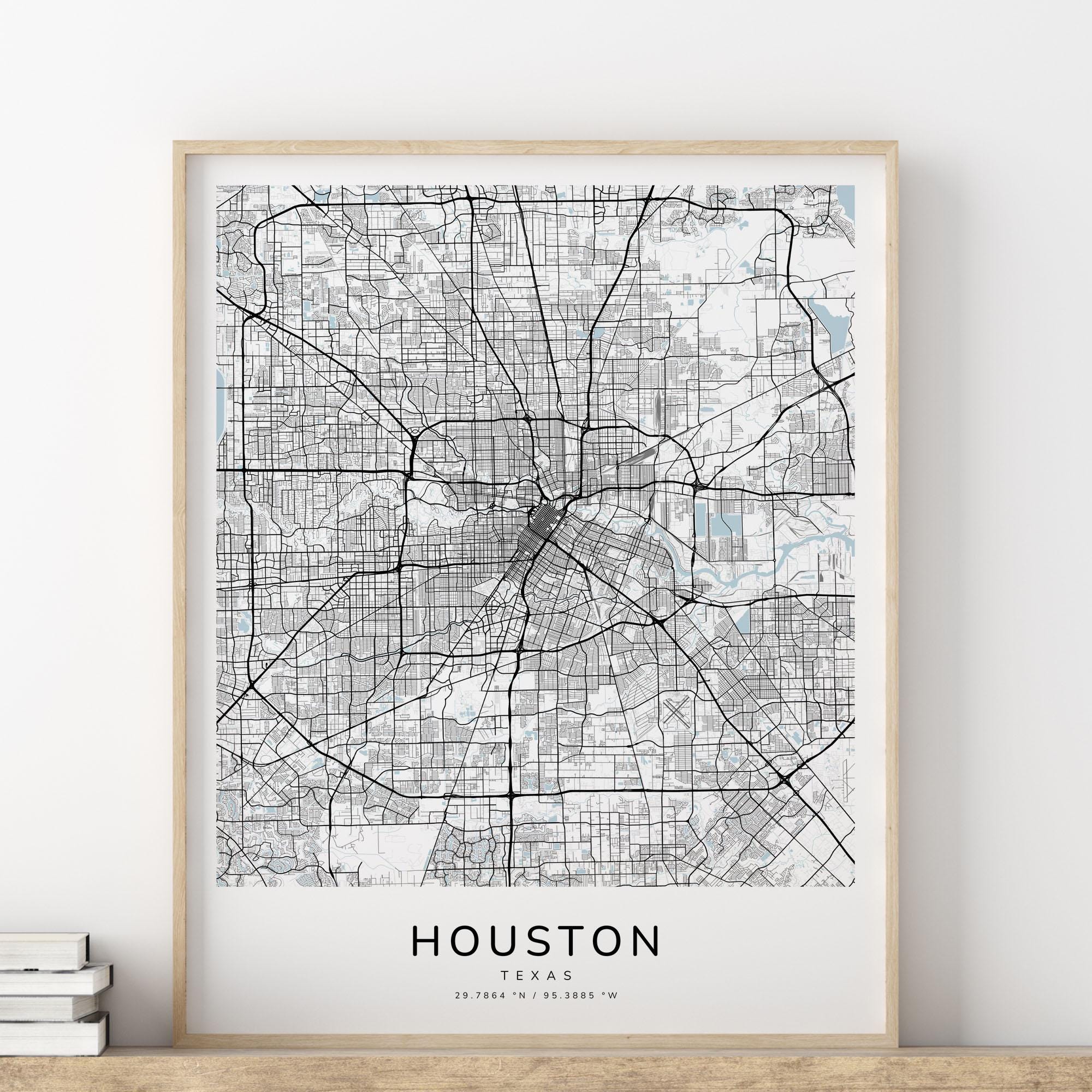 Houston, Texas Map Printable – Digital Download City Map Wall Art ...