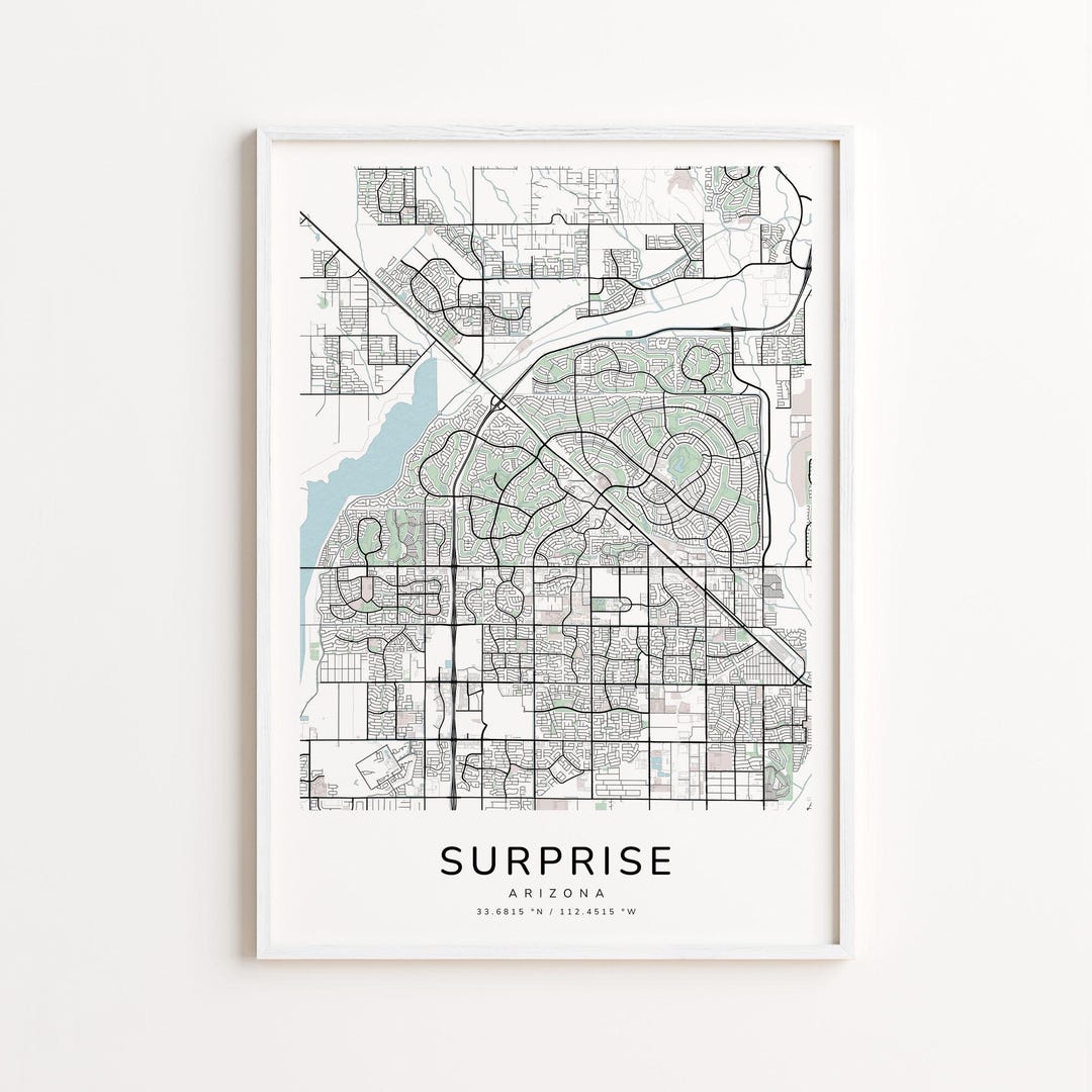 Surprise Arizona Map Print – Detailed Street Map Wall Art, Modern City ...