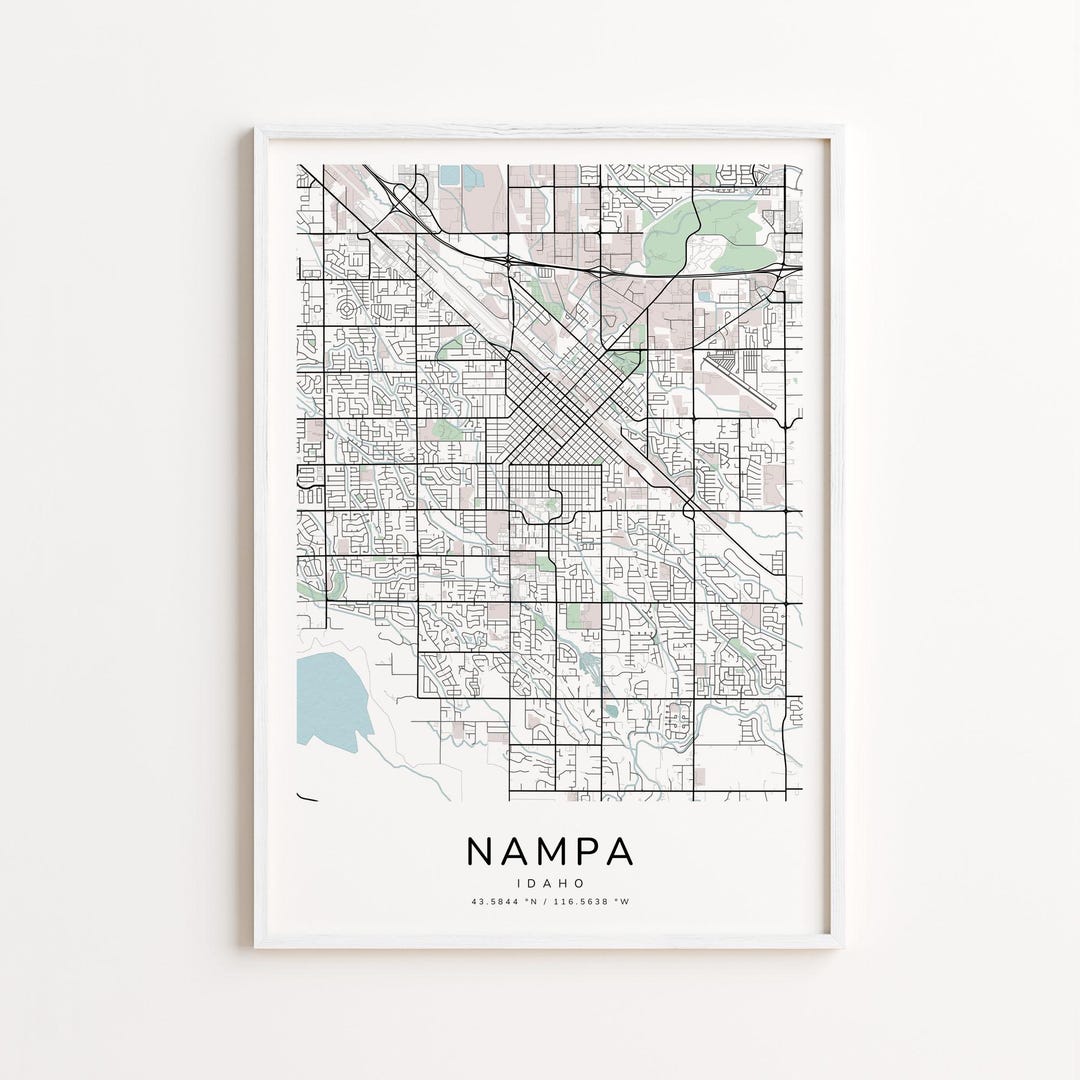 Nampa Idaho Map Print – Detailed Street Map Wall Art, Modern City Map ...