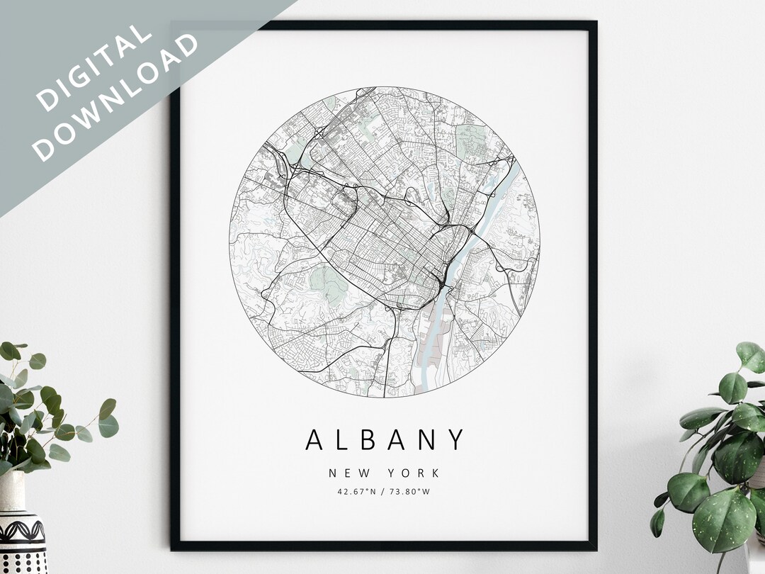 Albany Map Print | Map of Albany | Albany New York City Map Art ...