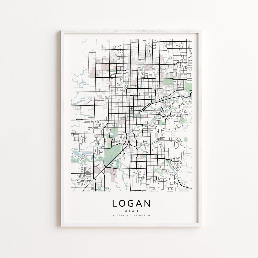 Logan Utah Map Print – Detailed Street Map Wall Art, Modern City Map ...