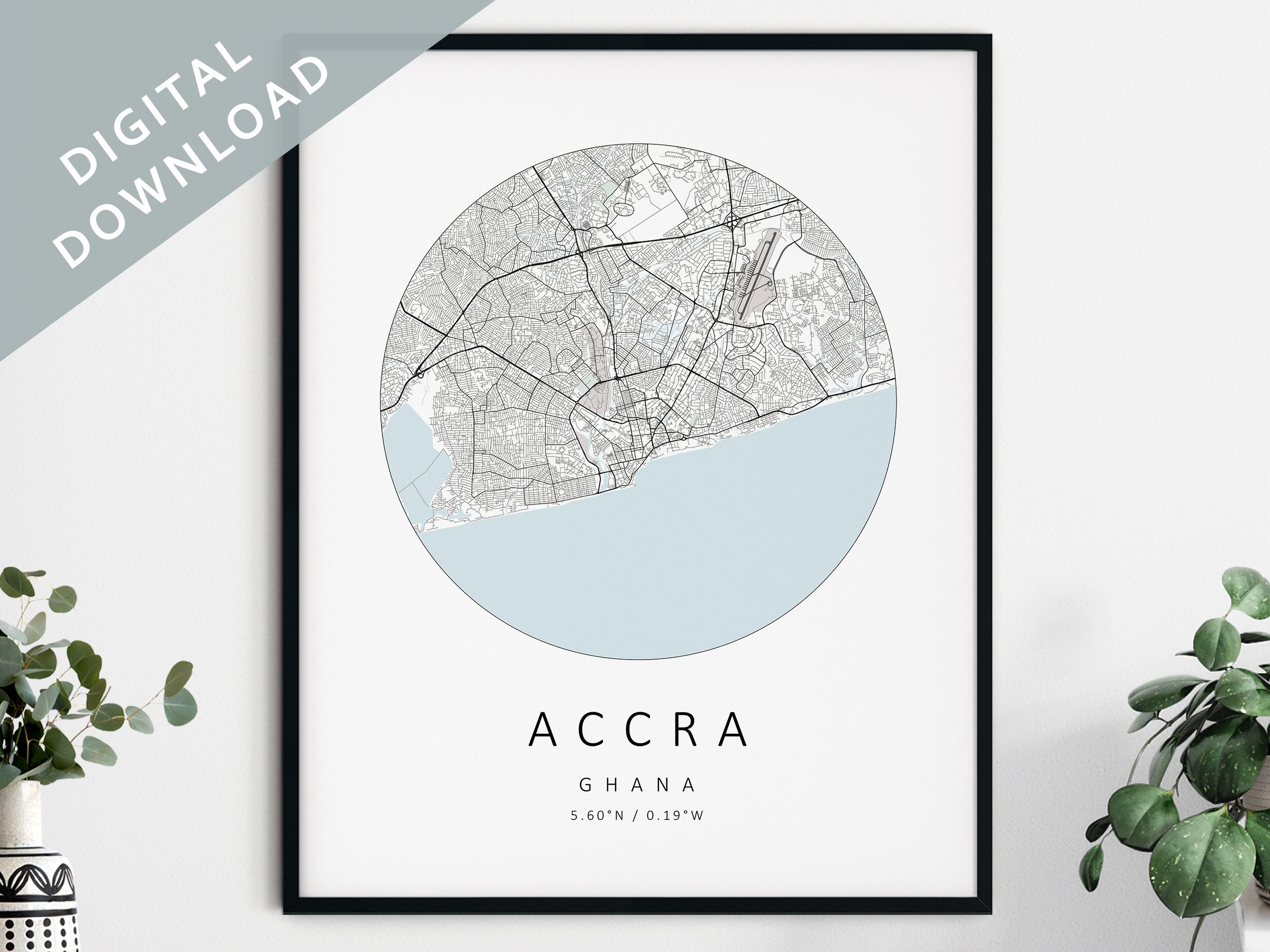 Accra Map Print Map of Accra Accra Ghana City Map Art - Etsy Canada