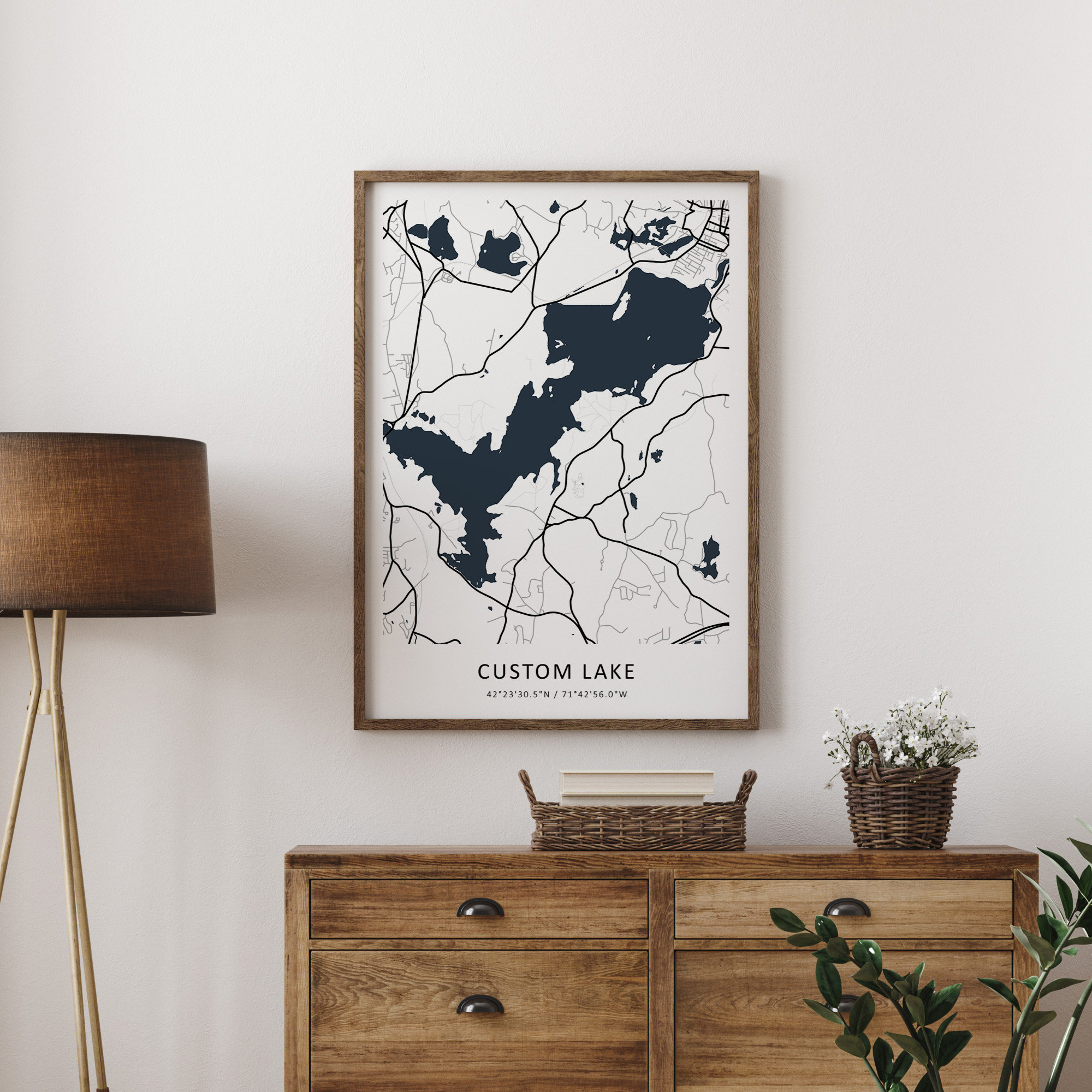 Custom Lake Map Print Digital Download | Lake House Art | Lake Poster ...