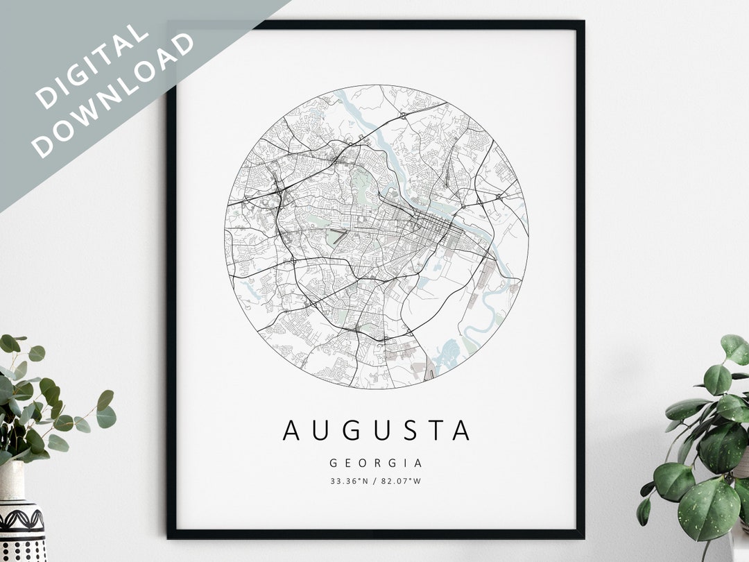 Augusta Map Print | Map of Augusta | Augusta Georgia City Map Art ...