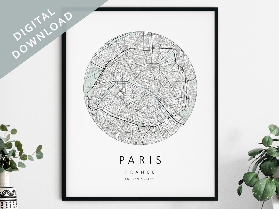 Paris Map Print | Map of Paris | Paris France City Map Art | Paris ...
