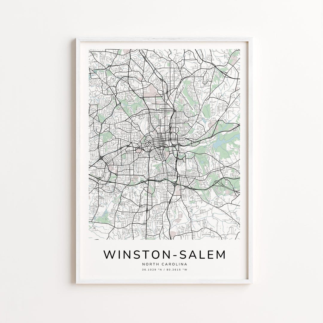 Winston-salem North Carolina Map Print – Detailed Street Map Wall Art ...