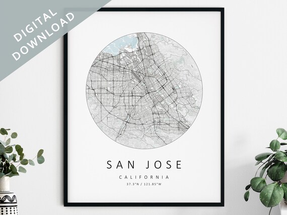 San Jose Map Print Map of San Jose San Jose California - Etsy
