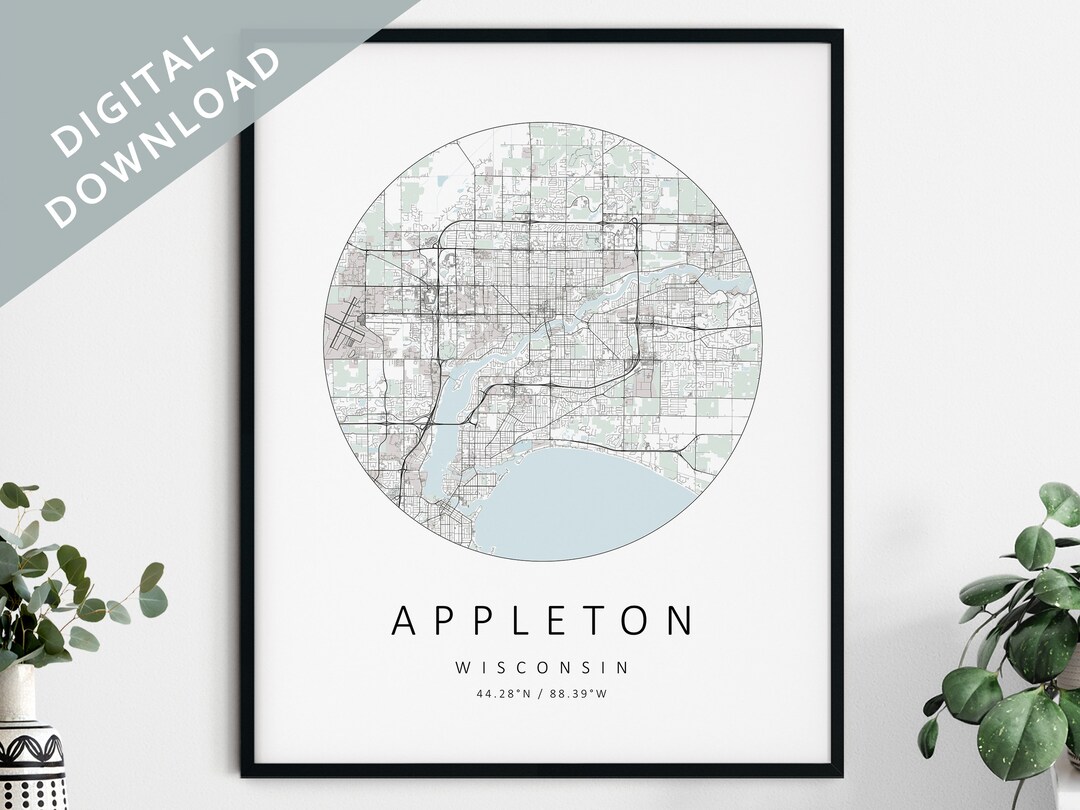 Appleton Map Print | Map of Appleton | Appleton Wisconsin City Map Art ...