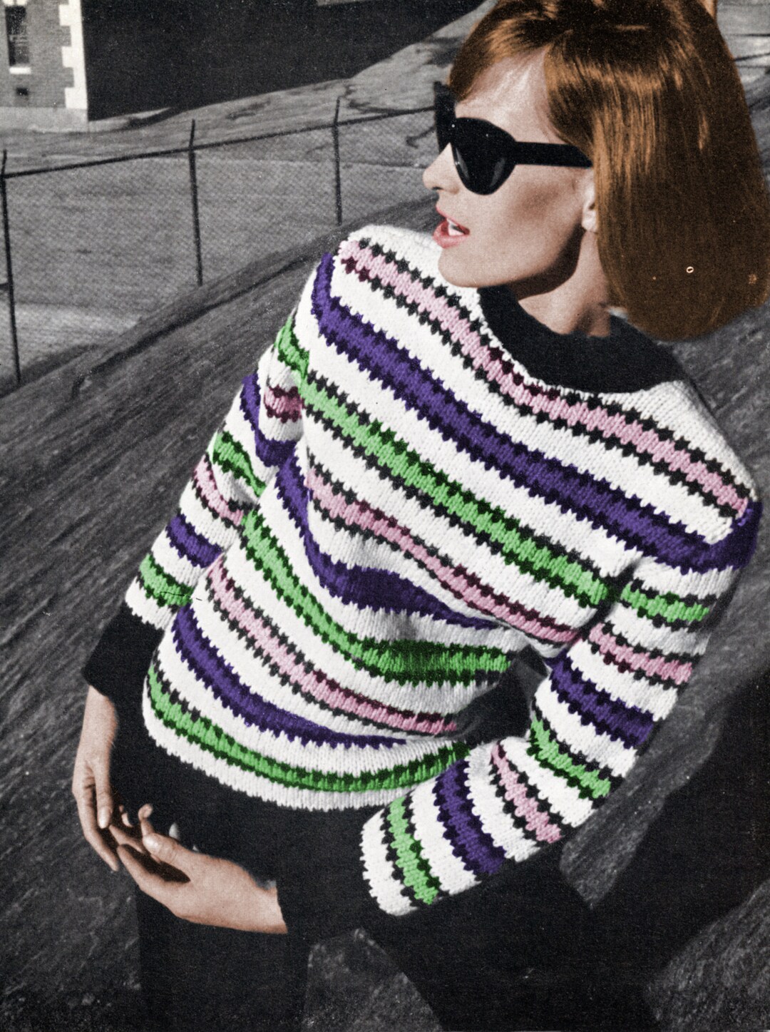 3 Coloured Striped Sweater Knitting Pattern Bust 34 to 38 - Etsy