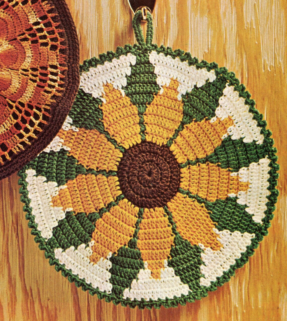 10" Circular Sunflower Potholder Crochet Pattern - Crochet Trivet ...