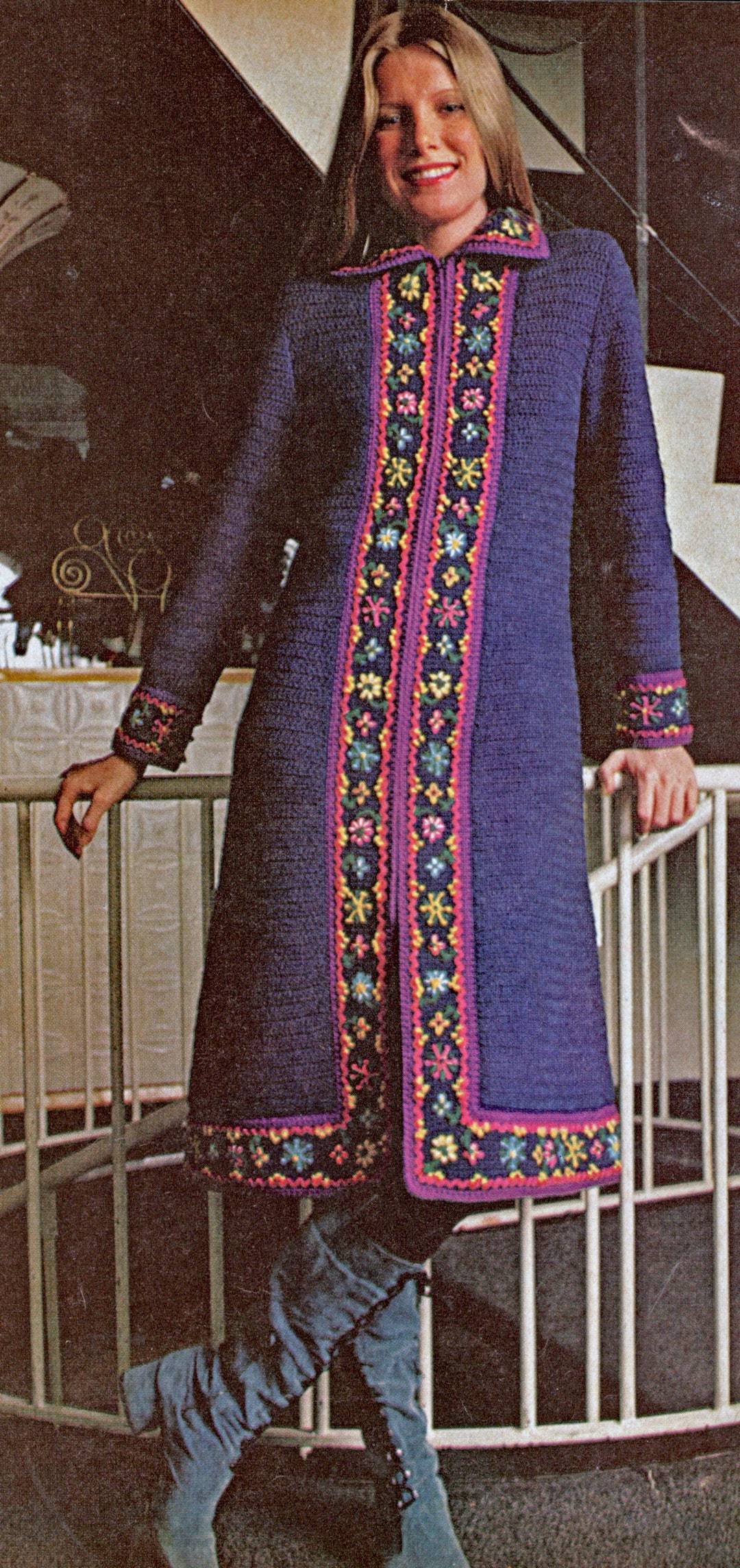 Boho Embroidery Trimmed Crochet Coat Pattern - Festival Crochet Coat ...