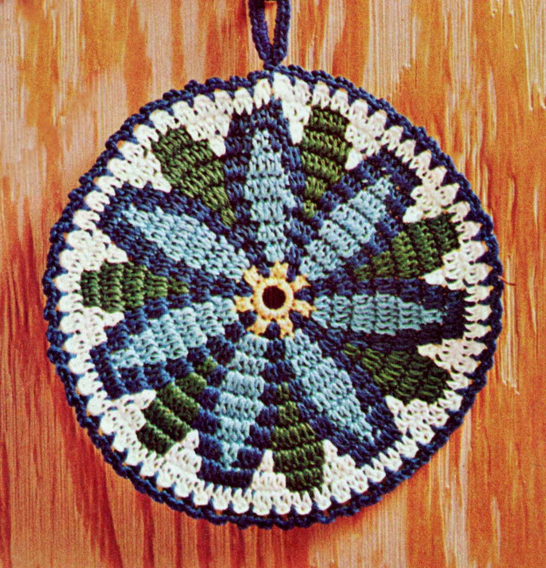 8 Circular Painted Daisy Dish Holder Crochet Pattern Crochet Trivet ...